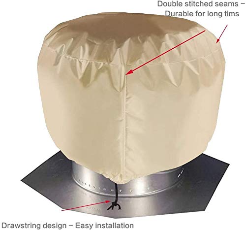 Turbine Roof Vent Cover,Turbine Ventilator Protector Shield 20"x20"inches(51cm*51cm) Waterproof Oxford Tarps Adjustable Drawstring Design (1 Pack 20‘’X20'')