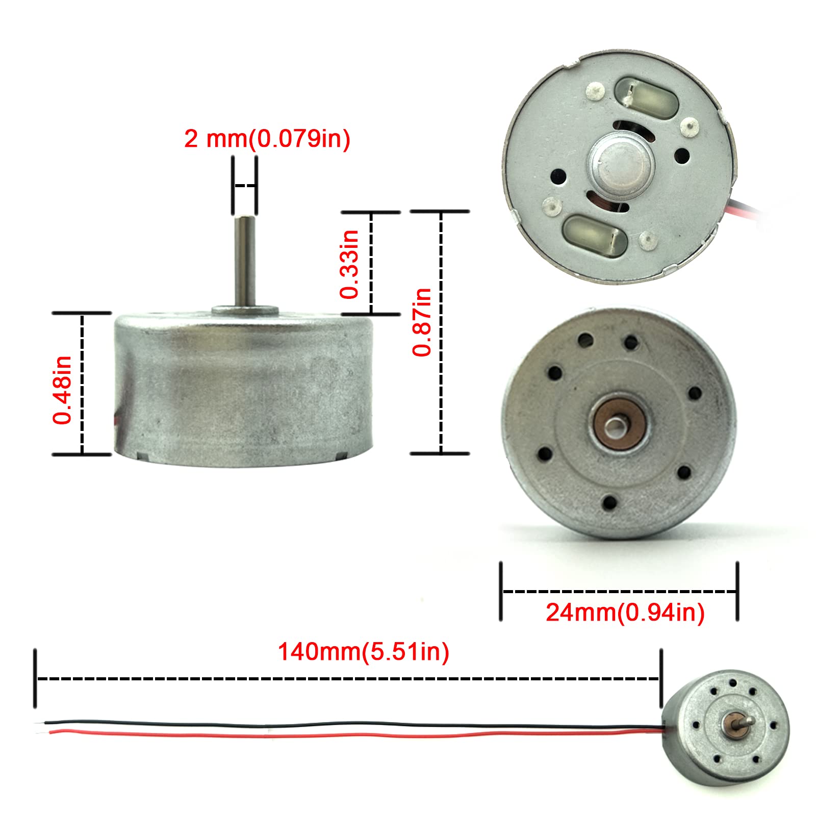 EUDAX Mini Generator Motors 3V-12V DC Motor Electric Motor for DIY Toys Wind Turbine Generator Hand Cranked Power Generator model (Plastic motor holder)