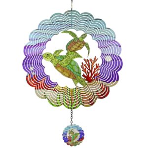 yngfil turtle 3d wind spinner kinetic metal art hanging wind spinner outdoor decoration ocean ornaments decor for yard and garden