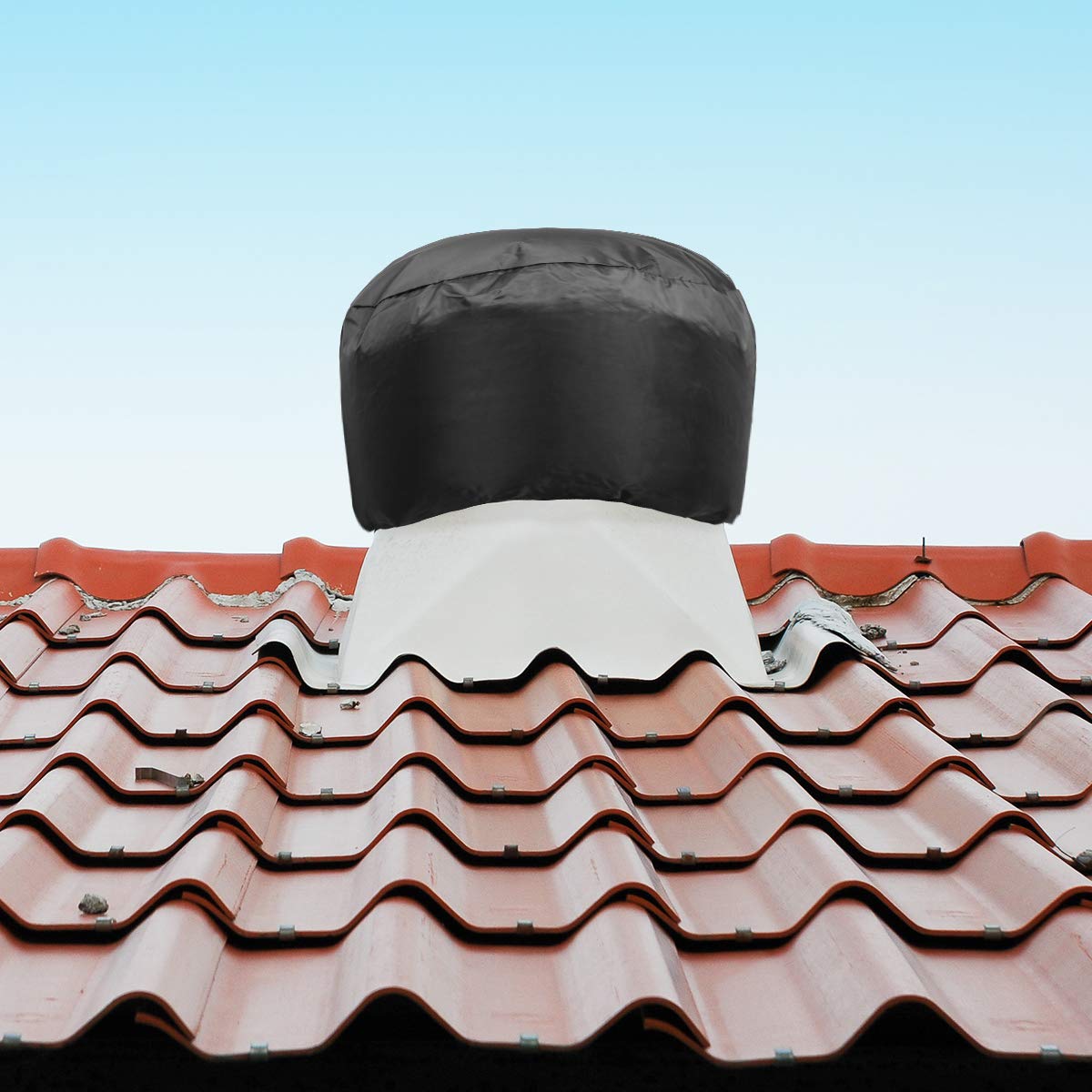 Turbine Vent Cover, Luxiv Black Roof Ventilator Cover Waterproof Turbine Roof Cover 420D Oxford Cloth Turbine Ventilator Cover (20D x 20W)