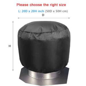 Turbine Vent Cover, Luxiv Black Roof Ventilator Cover Waterproof Turbine Roof Cover 420D Oxford Cloth Turbine Ventilator Cover (20D x 20W)