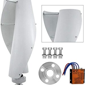 TBVECHI Wind Power Turbine Generator-400W 12V DC Vertical Wind Power Turbine Generator-White Wind Power with Charge Controller-Vertical Axis Wind Turbine with Low Speed Starting