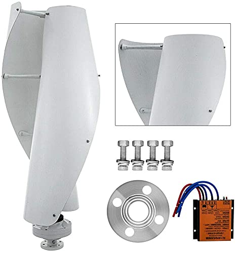 TBVECHI Wind Power Turbine Generator-400W 12V DC Vertical Wind Power Turbine Generator-White Wind Power with Charge Controller-Vertical Axis Wind Turbine with Low Speed Starting