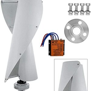 TBVECHI Wind Power Turbine Generator-400W 12V DC Vertical Wind Power Turbine Generator-White Wind Power with Charge Controller-Vertical Axis Wind Turbine with Low Speed Starting