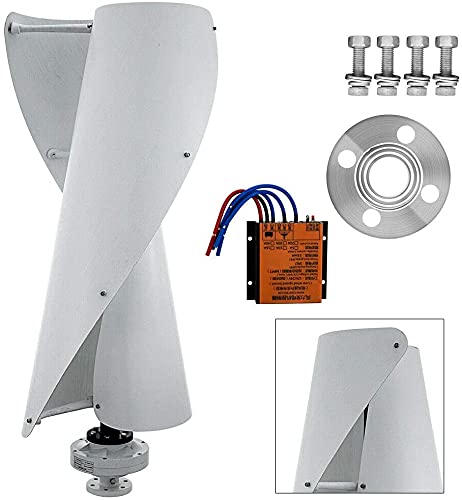 TBVECHI Wind Power Turbine Generator-400W 12V DC Vertical Wind Power Turbine Generator-White Wind Power with Charge Controller-Vertical Axis Wind Turbine with Low Speed Starting