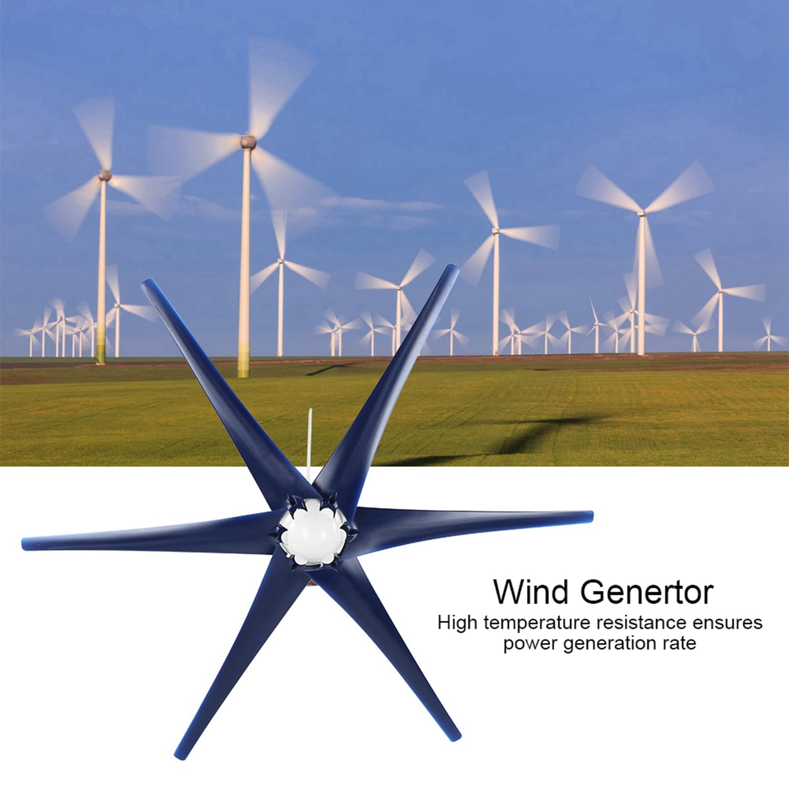 800W Wind Generator Kit 6 Blade Industrial Machinery Machine Professional Wind Turbines Small Windmill Generator (blue 24V)