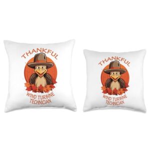 WIND TURBINE TECHNICIAN Gifts Wind Turbine Technician Funny Thanksgiving Turkey & Fall Throw Pillow, 16x16, Multicolor