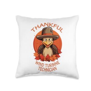 wind turbine technician gifts wind turbine technician funny thanksgiving turkey & fall throw pillow, 16x16, multicolor