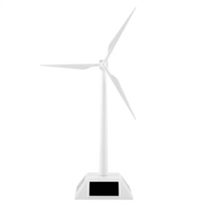 solar powered 3d windmill assembled model craft kids children education learning fun toy gift abs plastics wind turbine white for home desktop decor garden ornament