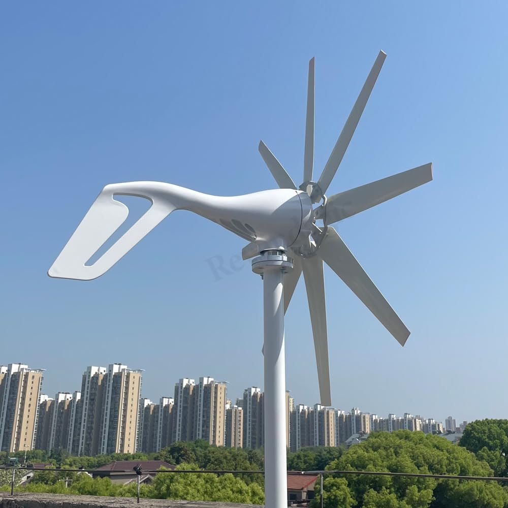 NINILADY 800W Wind Turbine 12V 24V 48V Wind Generator with MPPT Controller 8 Blades Free Energy for Home Yacht Yard Roof Boat Windmill (48V with MPPT Controller)