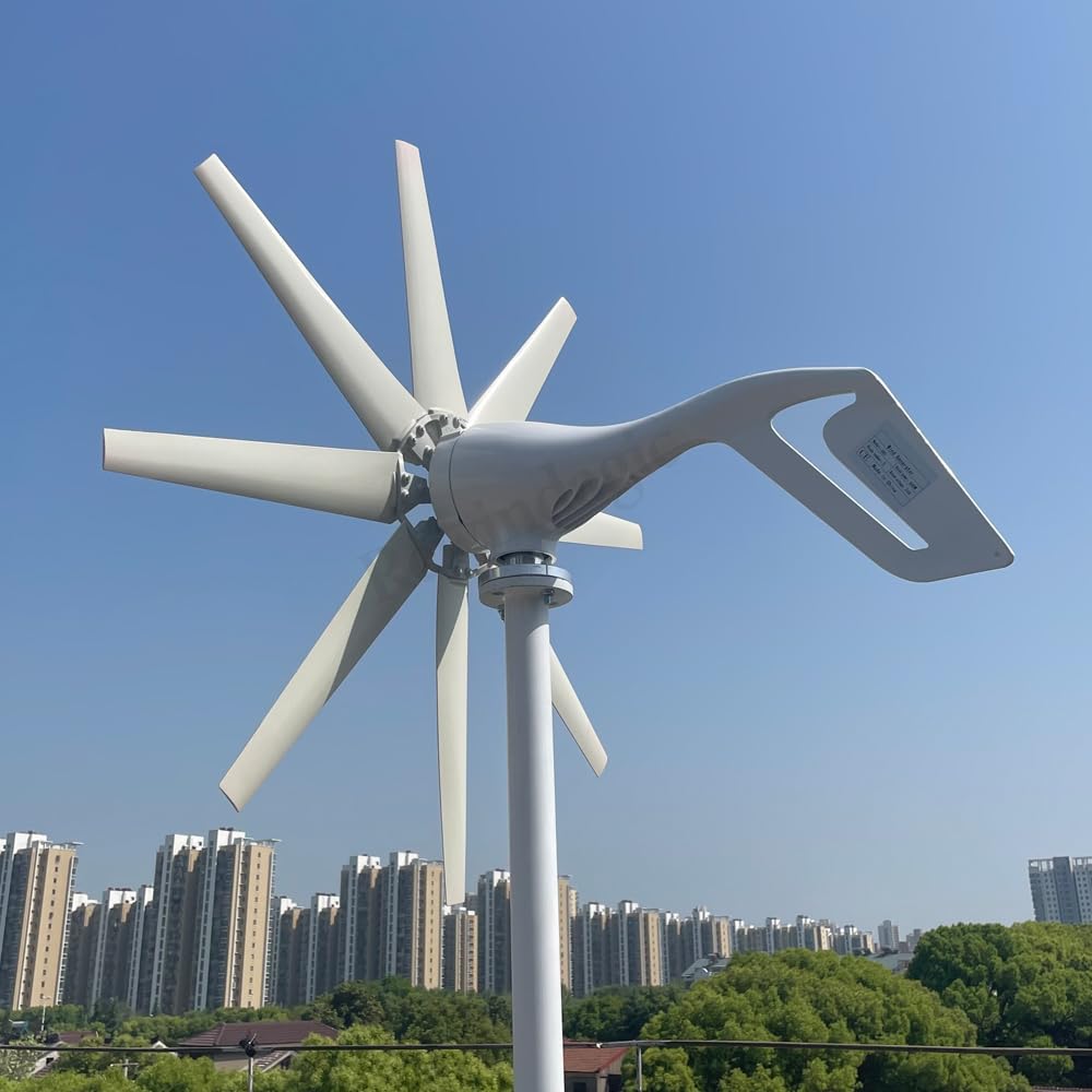 NINILADY 800W Wind Turbine 12V 24V 48V Wind Generator with MPPT Controller 8 Blades Free Energy for Home Yacht Yard Roof Boat Windmill (48V with MPPT Controller)