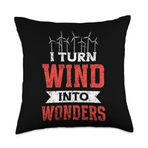 wind turbine technician service repair wind energy i turn wonders energy wind turbine technician throw pillow, 18x18, multicolor