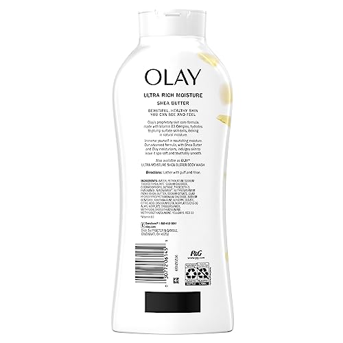 Olay Ultra Rich Moisture Body Wash for Women, Deeply Nourishes, Vitamin B3 Complex, Clinically Proven, Shea Butter Scent, 22 fl oz (Pack of 4)