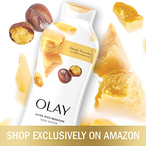 Olay Ultra Rich Moisture Body Wash for Women, Deeply Nourishes, Vitamin B3 Complex, Clinically Proven, Shea Butter Scent, 22 fl oz (Pack of 4)