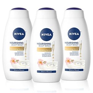 nivea nourishing botanical blossom body wash, pack of 3, 20 fl oz bottles