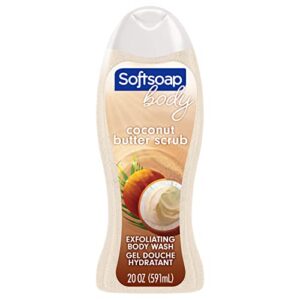 softsoap body wash exfoliating scrub, coconut butter scent, 20 oz bottle