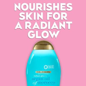 OGX Radiant Glow + Argan Oil of Morocco Extra Hydrating Body Wash for Dry Skin, Moisturizing Gel Body Cleanser for Silky Soft Skin, Paraben-Free, Sulfate-Free Surfactants, 19.5 fl oz