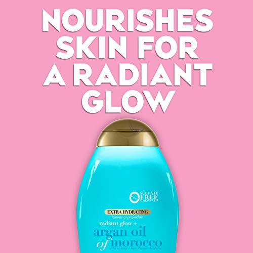 OGX Radiant Glow + Argan Oil of Morocco Extra Hydrating Body Wash for Dry Skin, Moisturizing Gel Body Cleanser for Silky Soft Skin, Paraben-Free, Sulfate-Free Surfactants, 19.5 fl oz