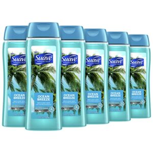 suave essentials gentle body wash ocean breeze 6 count with a fresh oil blend essence infused with vitamin e & algae extract 18 oz