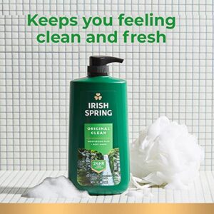 Irish Spring Men's Body Wash Pump, Original Body Wash for Men, Smell Fresh and Clean for 24 Hours, Cleans Body, Hands, and Face, Made with Biodegradable Cleansing Ingredients, 30 Oz Pump