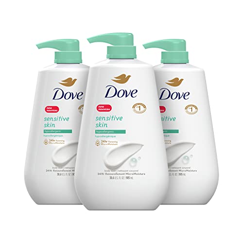 Dove Sensitive Skin Body Wash, Hypoallergenic and Paraben-Free, 30.6 fl oz (Pack of 3)