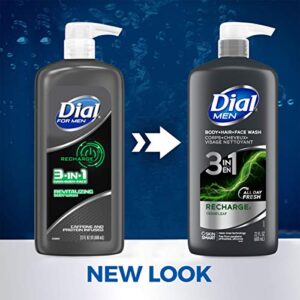 Dial Men 3in1 Body, Hair and Face Wash, Recharge, 69 fl oz (3-23 fl oz Bottles)