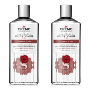 cremo rich-lathering bourbon & oak body wash, a sophisticated blend of distillers spice, fine bourbon and white oak, 16 fl oz (2-pack)