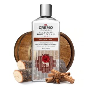 Cremo Rich-Lathering Bourbon & Oak Body Wash, A Sophisticated Blend of Distillers Spice, Fine Bourbon and White Oak, 16 Fl Oz (2-Pack)