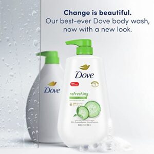 Dove Body Wash with Pump Refreshing Cucumber and Green Tea Refreshes Skin Cleanser That Effectively Washes Away Bacteria While Nourishing Your Skin 30.6 Fl oz(Pack of 3)