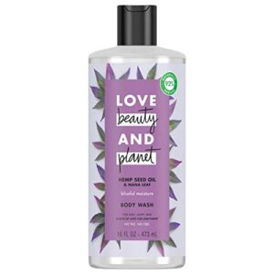 love beauty and planet body wash blissful moisture for dry skin hemp seed oil & nana leaf vegan, sulfate-free, paraben-free, cruelty-free 16 oz