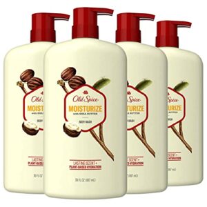 old spice men's body wash moisturize with shea butter, 30 oz (pack of 4)