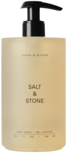 salt & stone antioxidant-rich body wash - santal & vetiver | cleanse, nourish & soften skin with niacinamide & hyaluronic acid | free from parabens, sulfates & phthalates (15.2 fl oz)