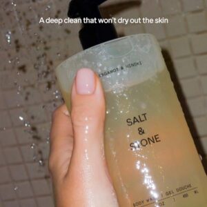 SALT & STONE Antioxidant-Rich Body Wash - Santal & Vetiver | Cleanse, Nourish & Soften Skin with Niacinamide & Hyaluronic Acid | Free From Parabens, Sulfates & Phthalates (15.2 fl oz)