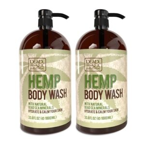 dead sea collection hemp body wash for women and men - with dead sea minerals and hamp oil - cleanses and moisturizes skin - pack of 2 (67.6 fl. oz)