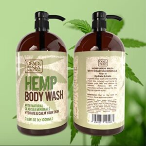 Dead Sea Collection Hemp Body Wash for Women and Men - with Dead Sea Minerals and Hamp Oil - Cleanses and Moisturizes Skin - Pack of 2 (67.6 fl. oz)