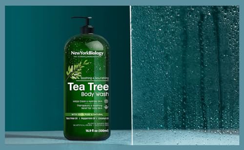 New York Biology Tea Tree Body Wash for Men and Women - Moisturizing Body Wash Helps Soothe Itchy Skin, Jock Itch, Athletes Foot, Nail Fungus, Eczema, Body Odor and Ringworm - 16.9 Fl Oz