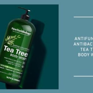 New York Biology Tea Tree Body Wash for Men and Women - Moisturizing Body Wash Helps Soothe Itchy Skin, Jock Itch, Athletes Foot, Nail Fungus, Eczema, Body Odor and Ringworm - 16.9 Fl Oz