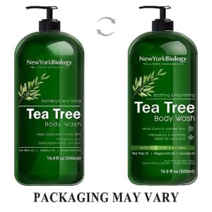 New York Biology Tea Tree Body Wash for Men and Women - Moisturizing Body Wash Helps Soothe Itchy Skin, Jock Itch, Athletes Foot, Nail Fungus, Eczema, Body Odor and Ringworm - 16.9 Fl Oz