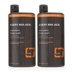 every man jack hydrating body wash for all skin types - naturally derived ingredients - cleanse, nourish, and hydrate skin -paraben free, phthalate free, dye free-24oz - 2pack (activated charcoal)