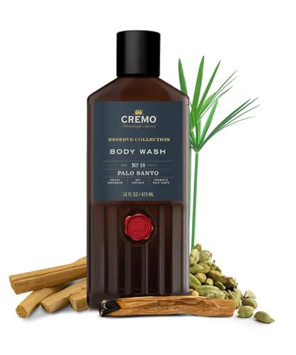 Cremo Rich-Lathering Palo Santo Body Wash for Men, Notes of Bright Cardamom, Dry Papyrus and Aromatic Palo Santo, 16 Fl Oz