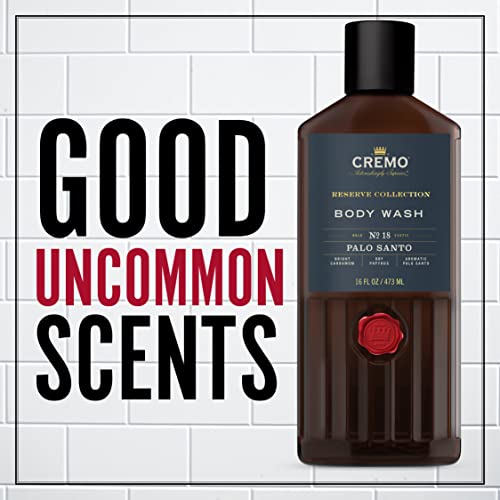 Cremo Rich-Lathering Palo Santo Body Wash for Men, Notes of Bright Cardamom, Dry Papyrus and Aromatic Palo Santo, 16 Fl Oz