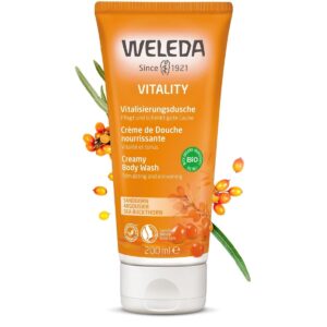 weleda hydrating sea buckthorn body wash, 6.8 fluid ounce, gentle plant rich cleanser with sea buckthorn and sesame oils