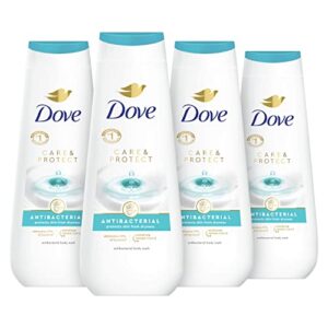 dove body wash care & protect antibacterial 4 count for all skin types protects from dryness 20 fl oz (pack of 4) (packaging may vary)