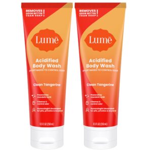 lume acidified body wash - 24 hour odor control - removes odor better than soap - moisturizing formula - formulated without sls or parabens - ob/gyn developed - 8.5 ounce (pack of 2) (clean tangerine)