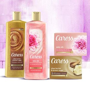 Caress Exfoliating Body Wash for Everyday Use Shea Butter & Brown Sugar 18 oz (Pack of 3)