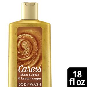 Caress Exfoliating Body Wash for Everyday Use Shea Butter & Brown Sugar 18 oz (Pack of 3)