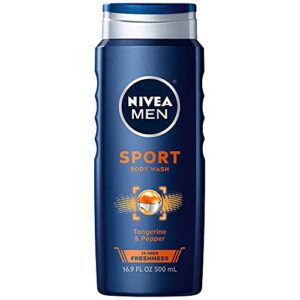 nivea men sport body wash with revitalizing minerals, 16.9 fl oz bottle