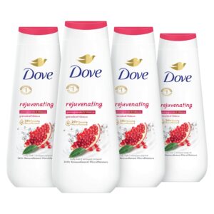 dove body wash rejuvenating pomegranate & hibiscus 4 count for renewed, healthy-looking skin gentle skin cleanser with 24hr renewing micromoisture 20 oz