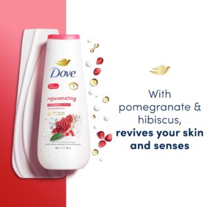 Dove Body Wash Rejuvenating Pomegranate & Hibiscus 4 Count for Renewed, Healthy-Looking Skin Gentle Skin Cleanser with 24hr Renewing MicroMoisture 20 oz