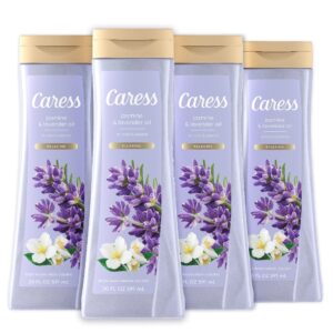 caress body wash for women, jasmine & lavender oil, relaxing shower gel to rest & unwind, 20 fl oz, 4 pack